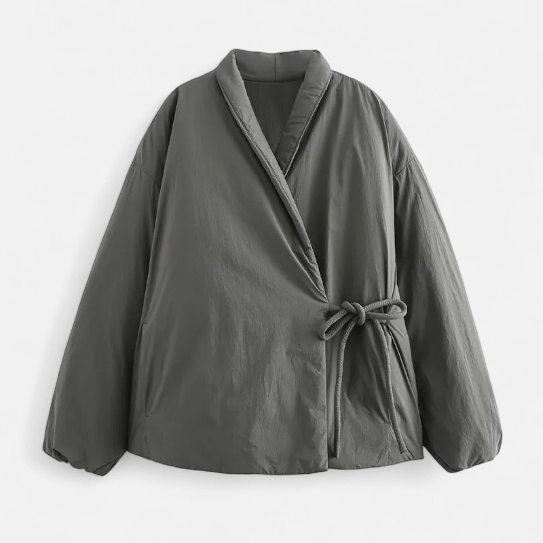 Femurea | Women’s Wrap Puffer Jacket – Quilted Tie-Waist Design